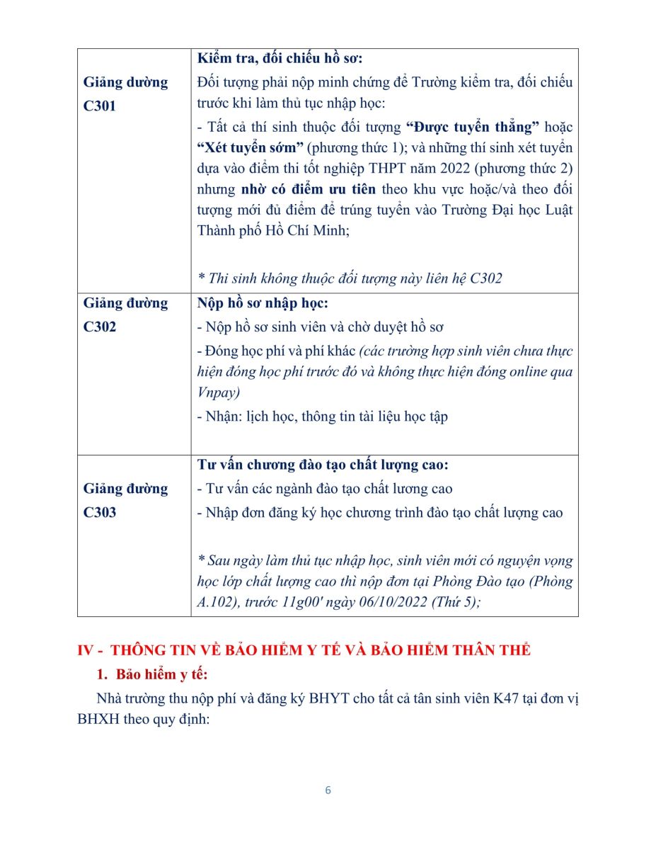 Hướng dẫn thủ tục nhập học khóa 47